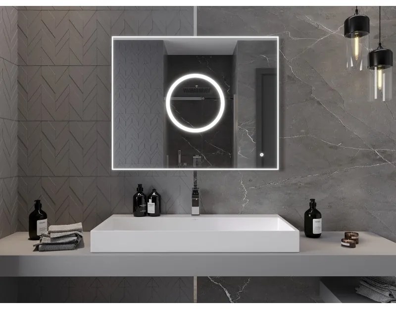 Mexen Koga podsvícené koupelnové zrcadlo 100 x 80 cm, LED 6000K, ventilátor - 9821-100-080-611-00