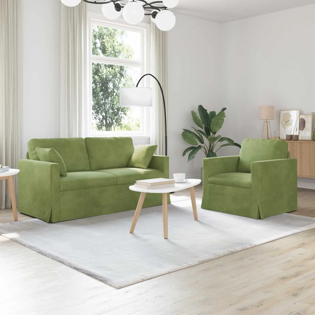 Set pohovek 2 ks Světlá zelená samet 3407554