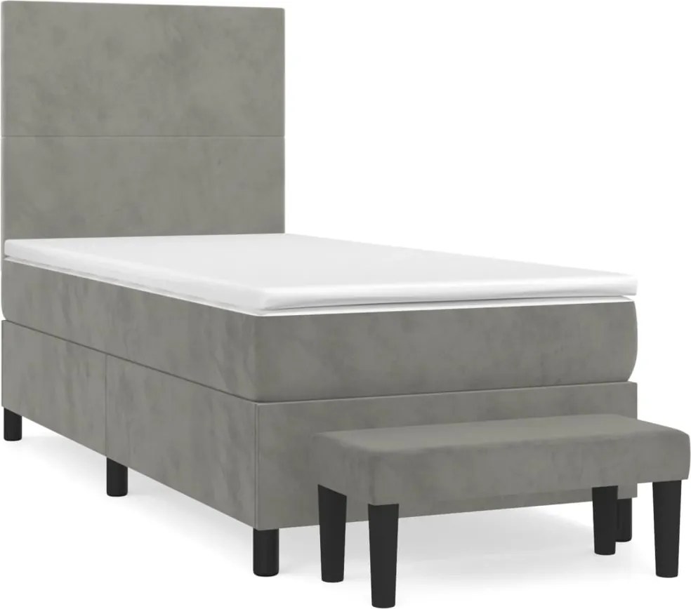 Box spring postel s matrací světle šedá 100x200 cm samet 3137707