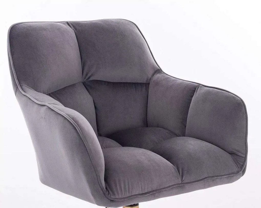 LuxuryForm DESIGN Otočné křeslo AMALFI VELUR na stříbrné podstavě s kolečky - tmavě šedé