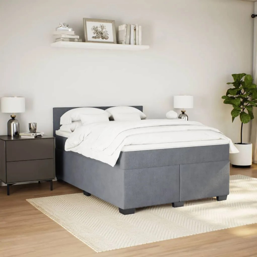Box spring postel s matrací tmavě šedá 140x200 cm samet 3288631