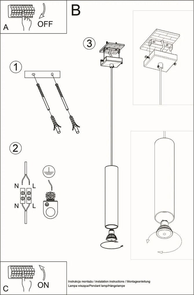 Sollux Lighting Závěsná lampa LAGOS 1 černá
