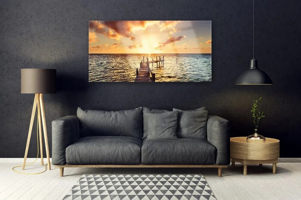 Plexisklo-obraz Most Moře Západ Výhled 120x60 cm