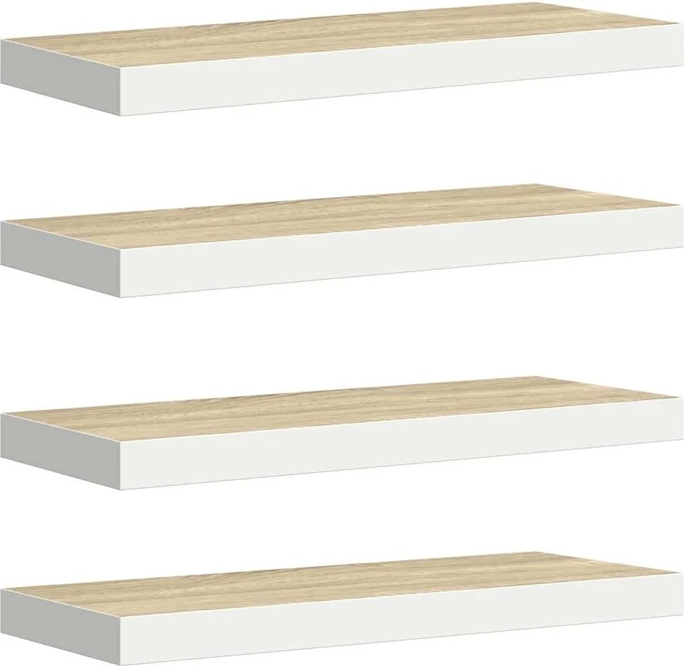 Plovoucí nástěnné police 4 ks dub a bílé 60 x 23,5 x 3,8 cm MDF 326578