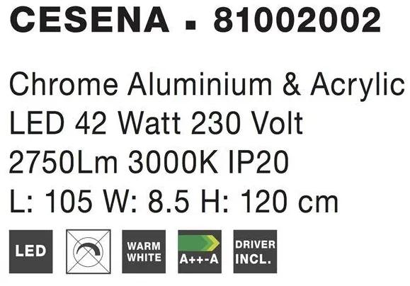 Nova Luce Závěsné LED svítidlo CESENA chromovaný hliník a akryl 42W 3000K