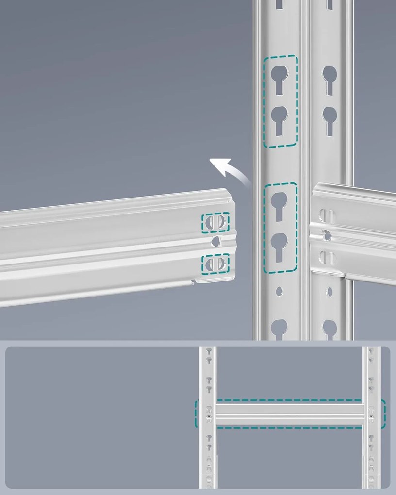 Sada 2 ks dílenských regálů Myron 180 cm stříbrná/hnědá