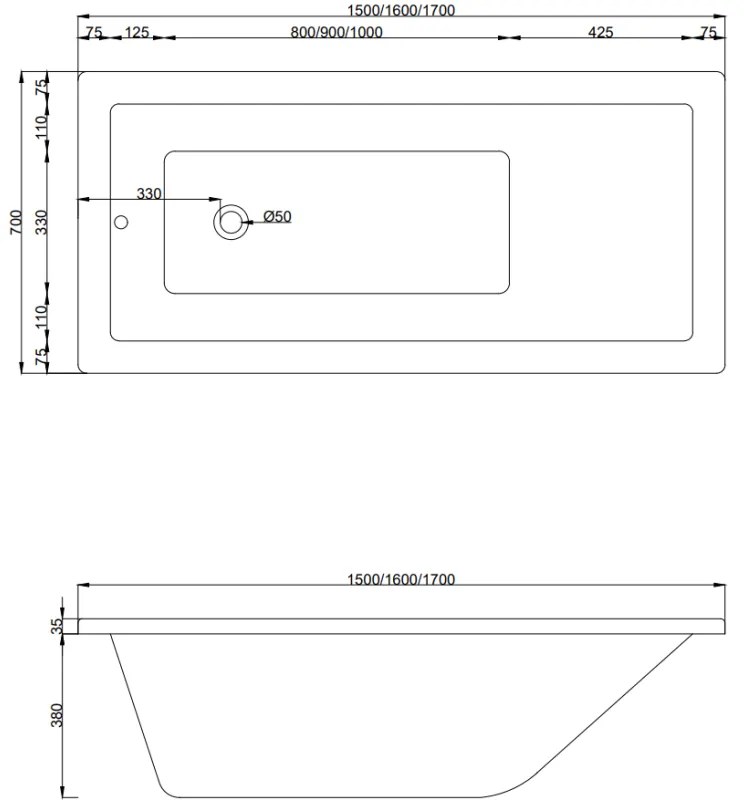 Mexen Cubik obdélníková vana 170 x 70 cm s pláštěm 1-křídlovou zástěnou 100 cm, Průhledné, zlatá - 550317070X9410115000