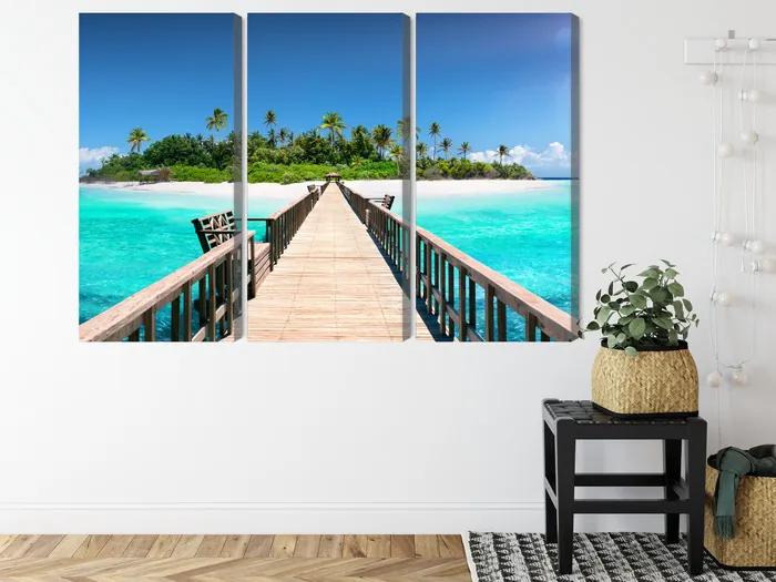Vícedílný obraz 3D Molo Na Maledivách Nedostatek Nedostatek Plátno Canvas 150x100