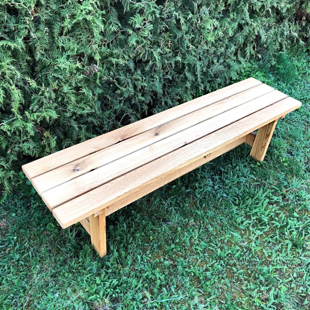 KULHÁNEK Zahradní lavice bez opěradla - klasická Délka: 150 cm, Odstín nátěru: lazura - teak