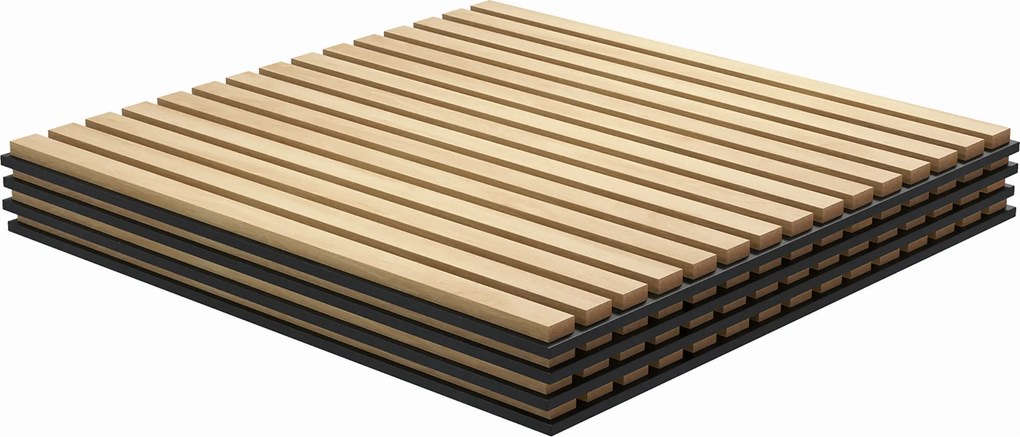 HOMCOM Sada akustických panelů 4 kusy 60 x 60 x 2.1 cm s dřevěným vzhledem jako zvuková izolace pro studia a kanceláře | Aosom