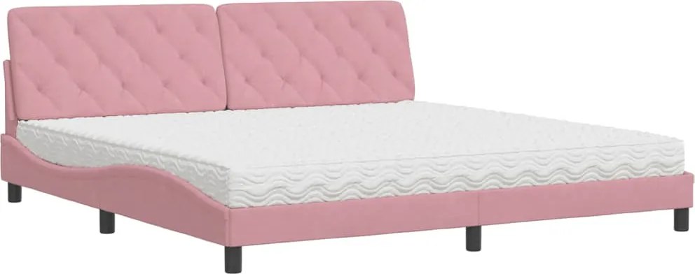 Postel s matrací růžová 200 x 200 cm samet 3208681