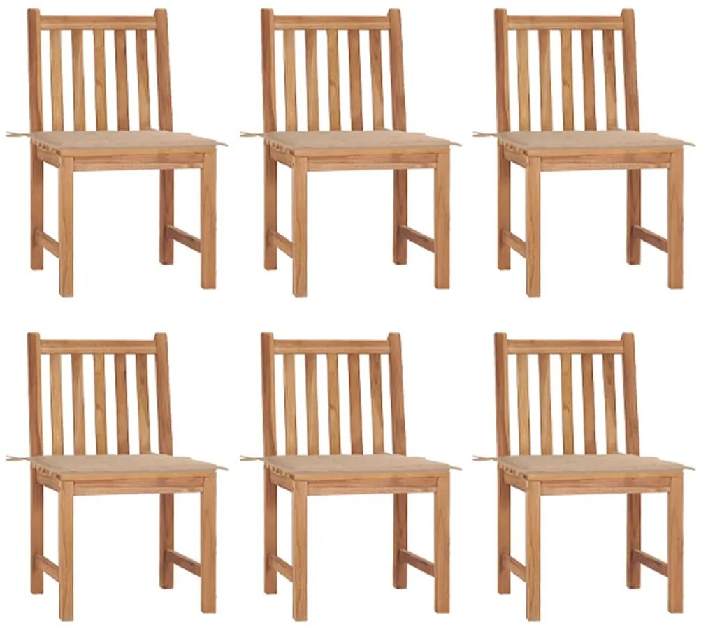 Zahradní židle 6 ks s poduškami masivní teak 3073118