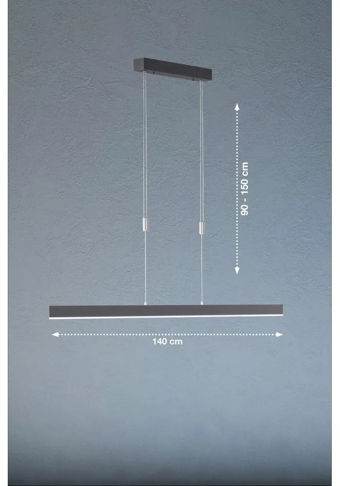 Černé LED stmívatelné závěsné svítidlo Straight – Fischer &amp; Honsel