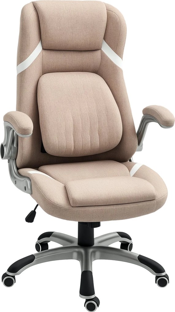 Ergonomická kancelářská židle Vinsetto s sklápěcími područe a opěrkou hlavy, otočná pracovní židle s bederní oporou, nastavitelná výška a houpací funk