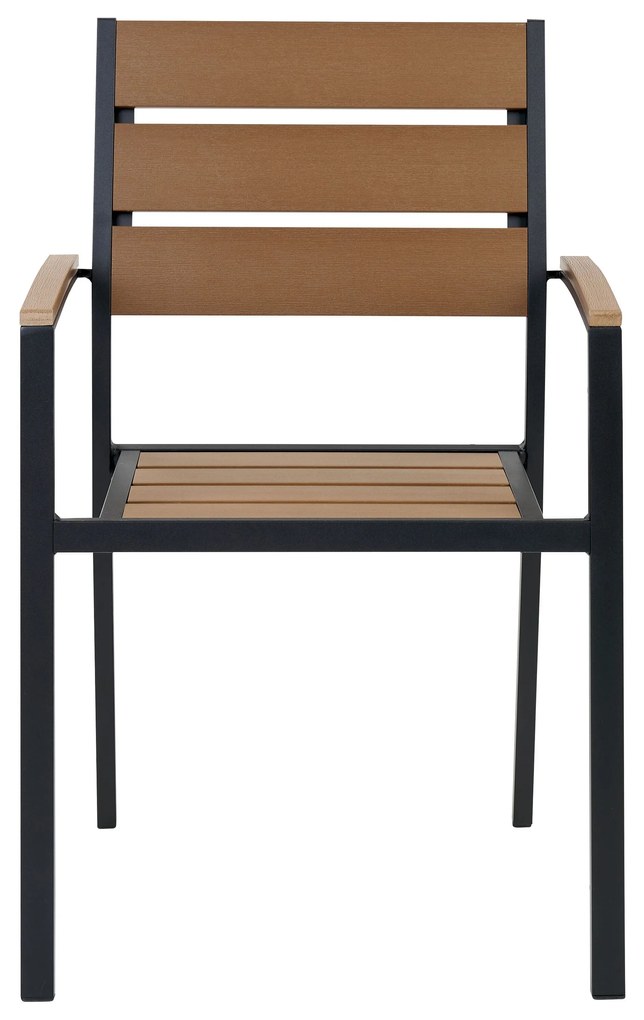 Sada 6 jídelních židlí světlé dřevo/černé VERNIO Beliani