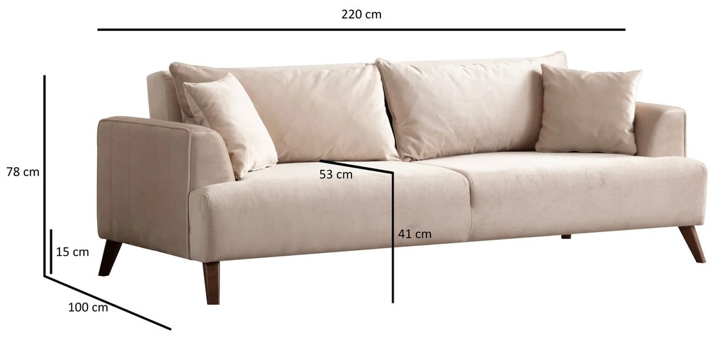 Atelier del Sofa 3-místná pohovka Buhara 3 Seater - Ecru, Okrová