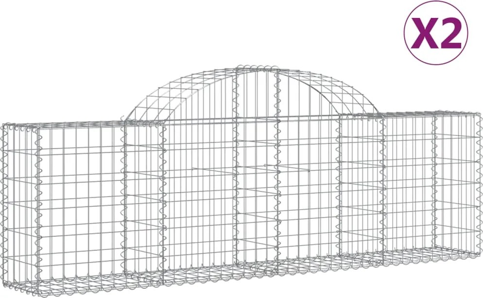 Klenuté gabionové koše 2 ks 200x30x60/80 cm pozinkované železo 3146068