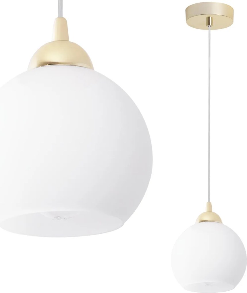 Závěsné svítidlo Eliza, 1x bílé skleněné stínítko, g