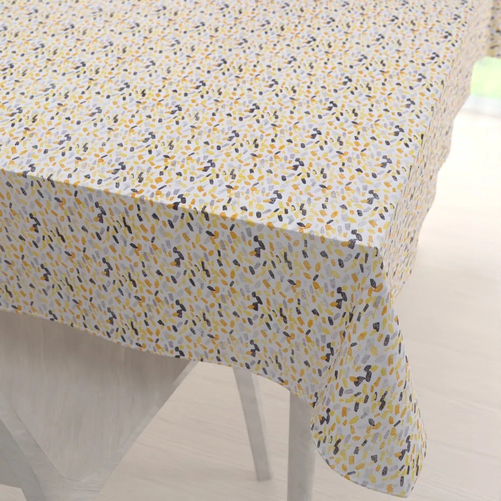 Biante Dekorační obdélníkový ubrus Leona LN-045 Žlutošedé čárky na bílém 120x180 cm