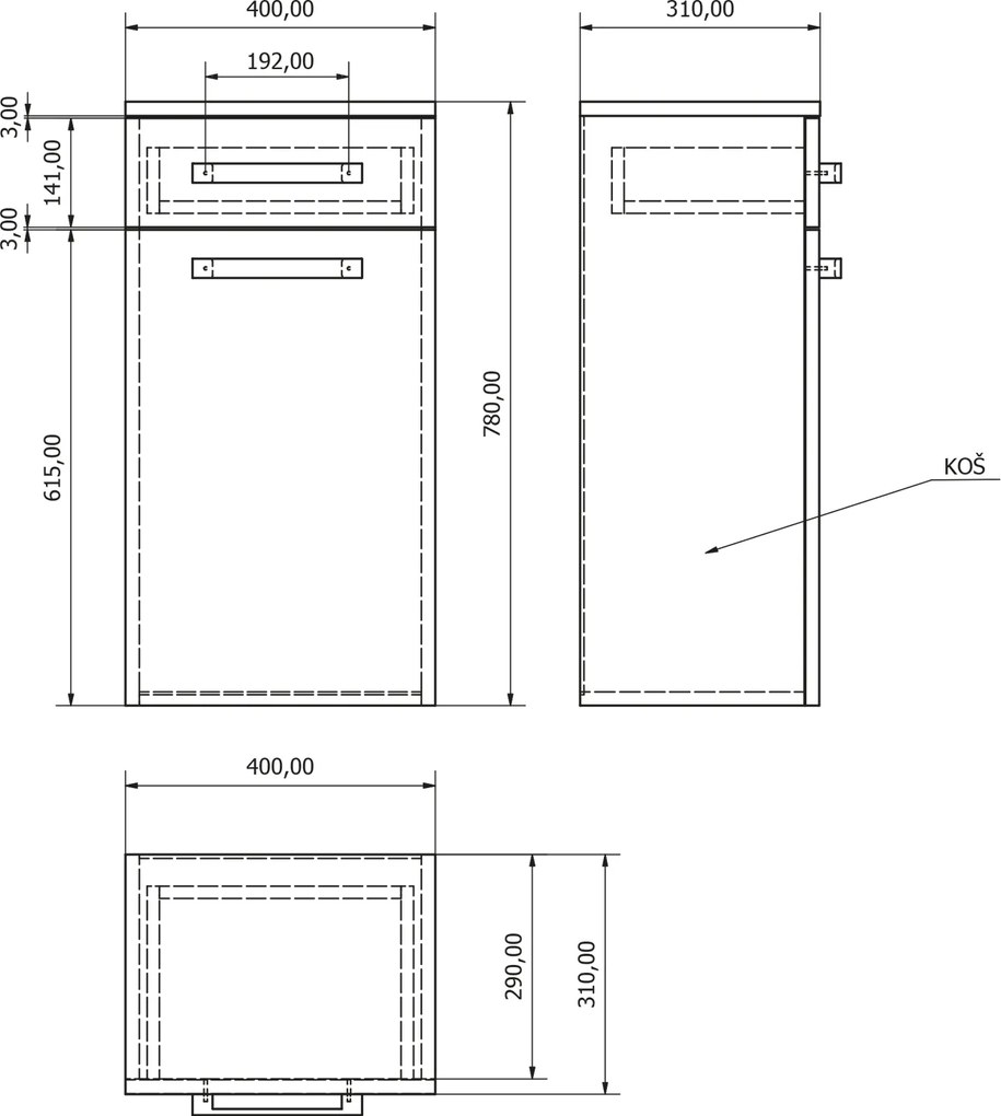 Aqualine Vega skříňka spodní 78 cm bílá VG078 Koupelny Bernold