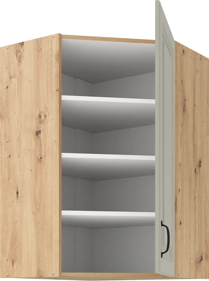 STILO ac | horní skříňka 60x60 GN-90 1F (45°) rohová s policemi | VYSOKÁ | UNI dvířka | artisan/světle šedá