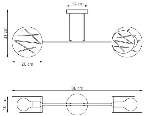 Lustr na tyči FRICK 2xE27/15W/230V černá