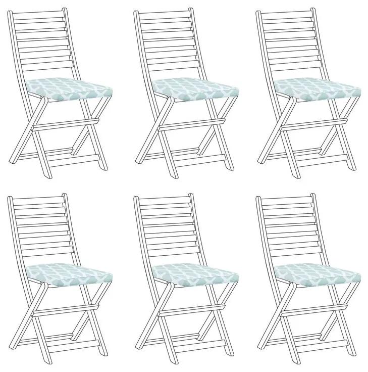 Sada 6 sedacích polštářů na zahradní židle vzor diamanty zelené/ bílé TOLVE Beliani