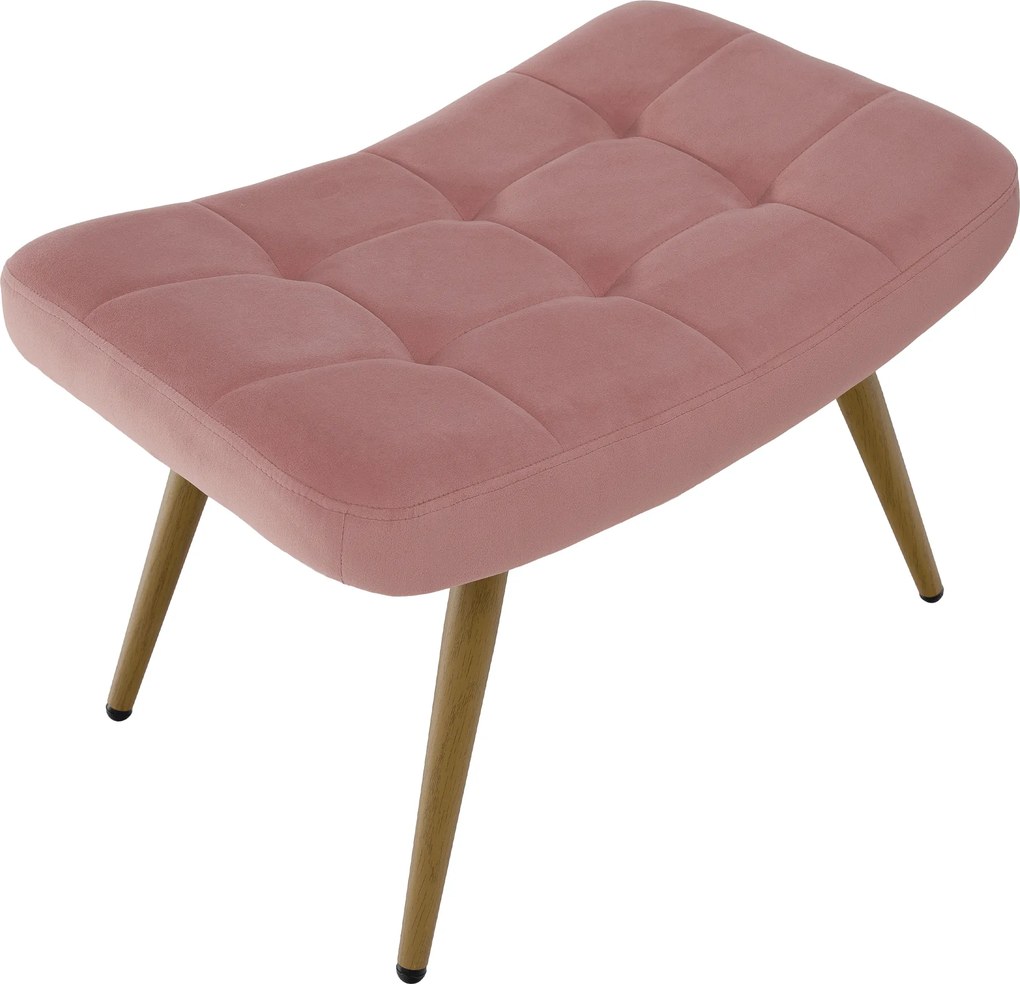 Křeslo s podnoží, růžová Velvet látka/dub, HABEN