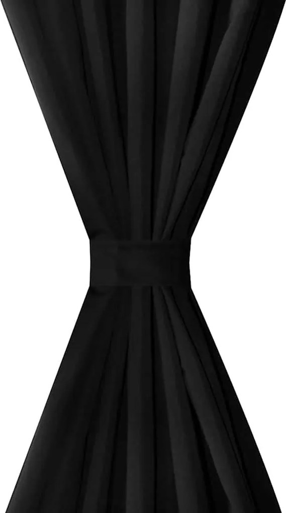 2 ks černé mikrosaténové závěsy s poutky 140 x 225 cm 130354