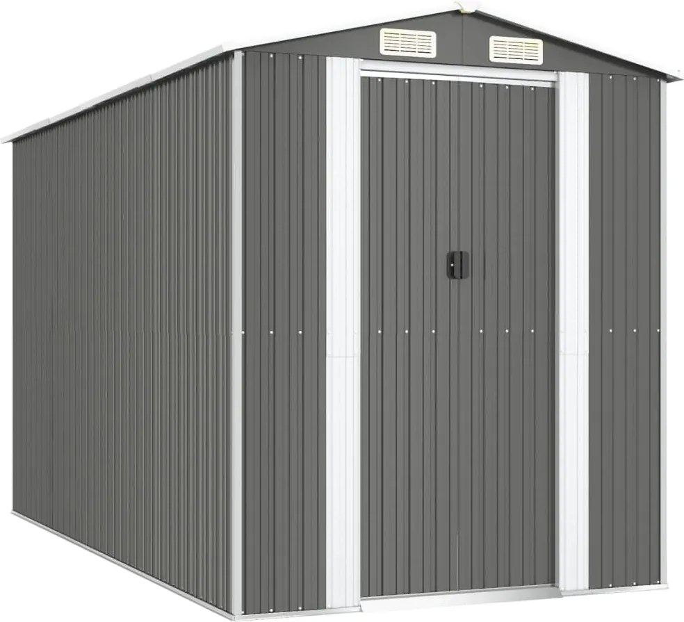Zahradní kůlna světle šedá 192 x 357 x 223 cm pozinkovaná ocel 3147440