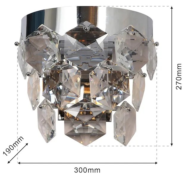 Nástěnné svítidlo Grace, 1x křišťálové stínítko, ch
