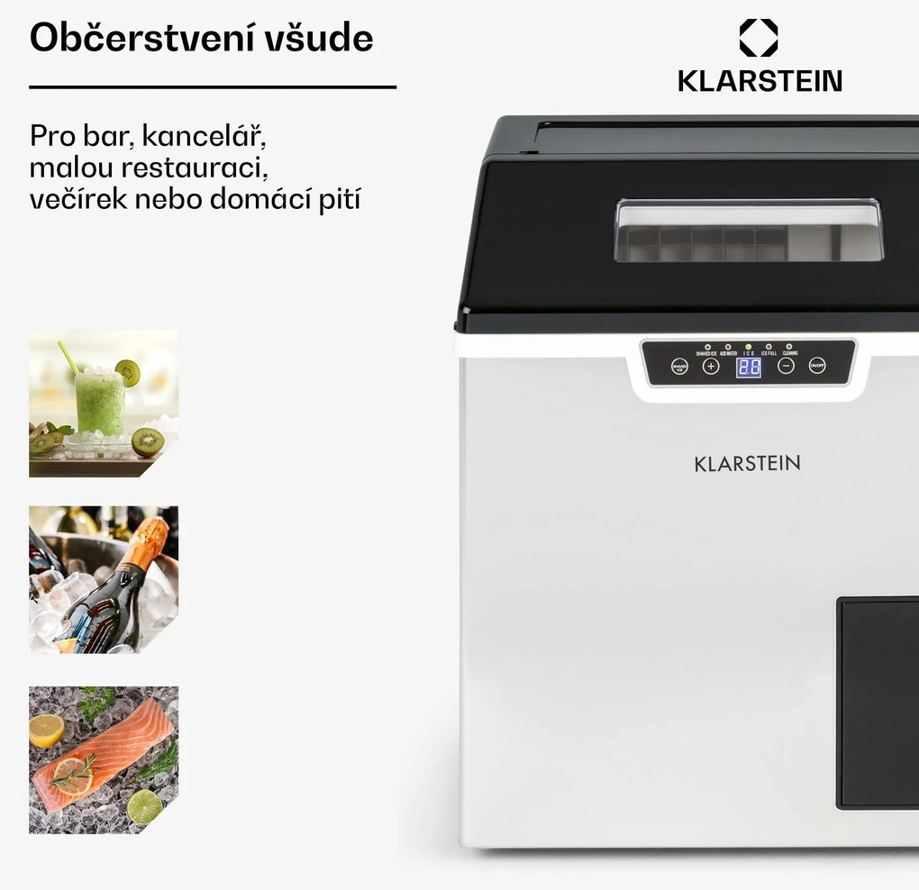 Klarstein Icefestival Cube, výrobník ledu, 195 W, 1,9 l, 20 kg/24 h