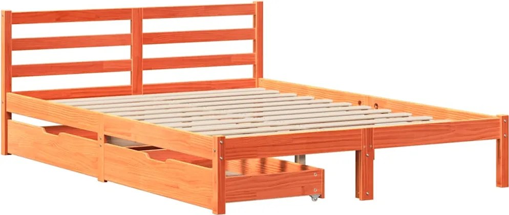 Postel bez matrace voskově hnědá 150 x 200 cm masivní borovice 3301559
