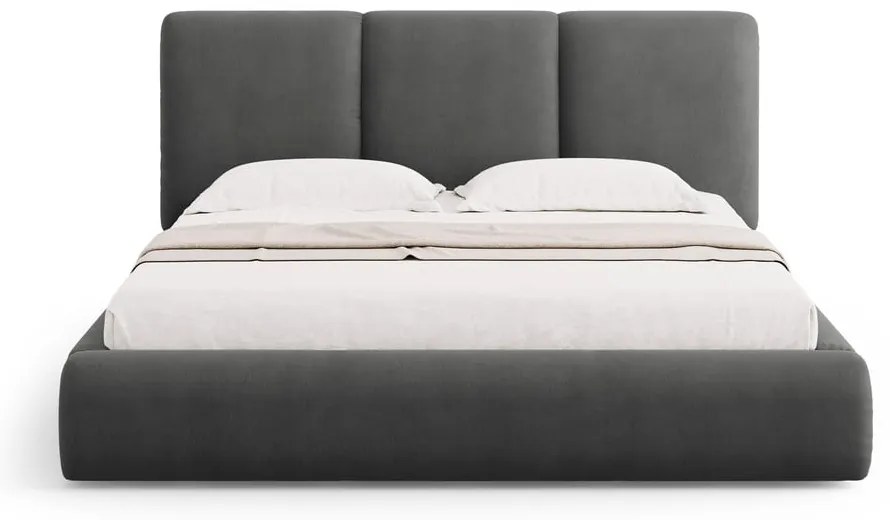 Šedá čalouněná dvoulůžková postel s úložným prostorem s roštem 140x200 cm Brody – Mazzini Beds