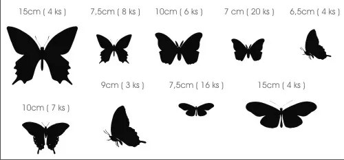 WALLVINIL Samolepky na zeď - Motýlí ráj Barva: Bílá, Velikost: 42 motýlů