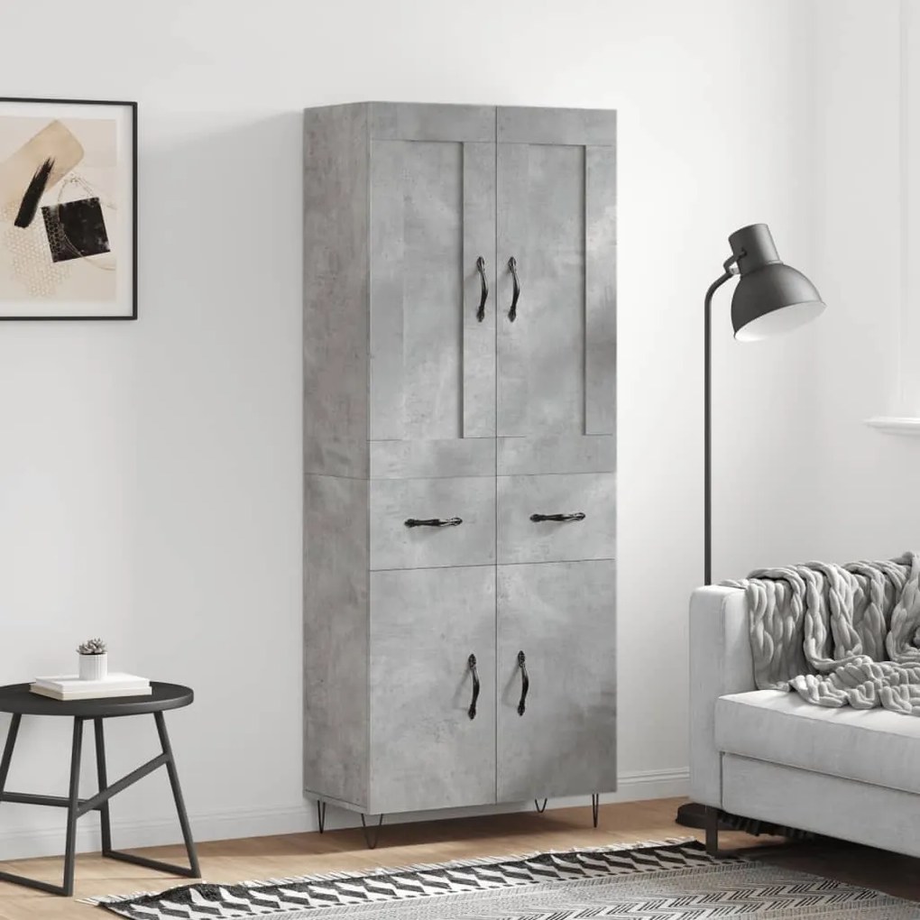 Skříň highboard betonově šedá 69,5x34x180 cm kompozitní dřevo 3199909