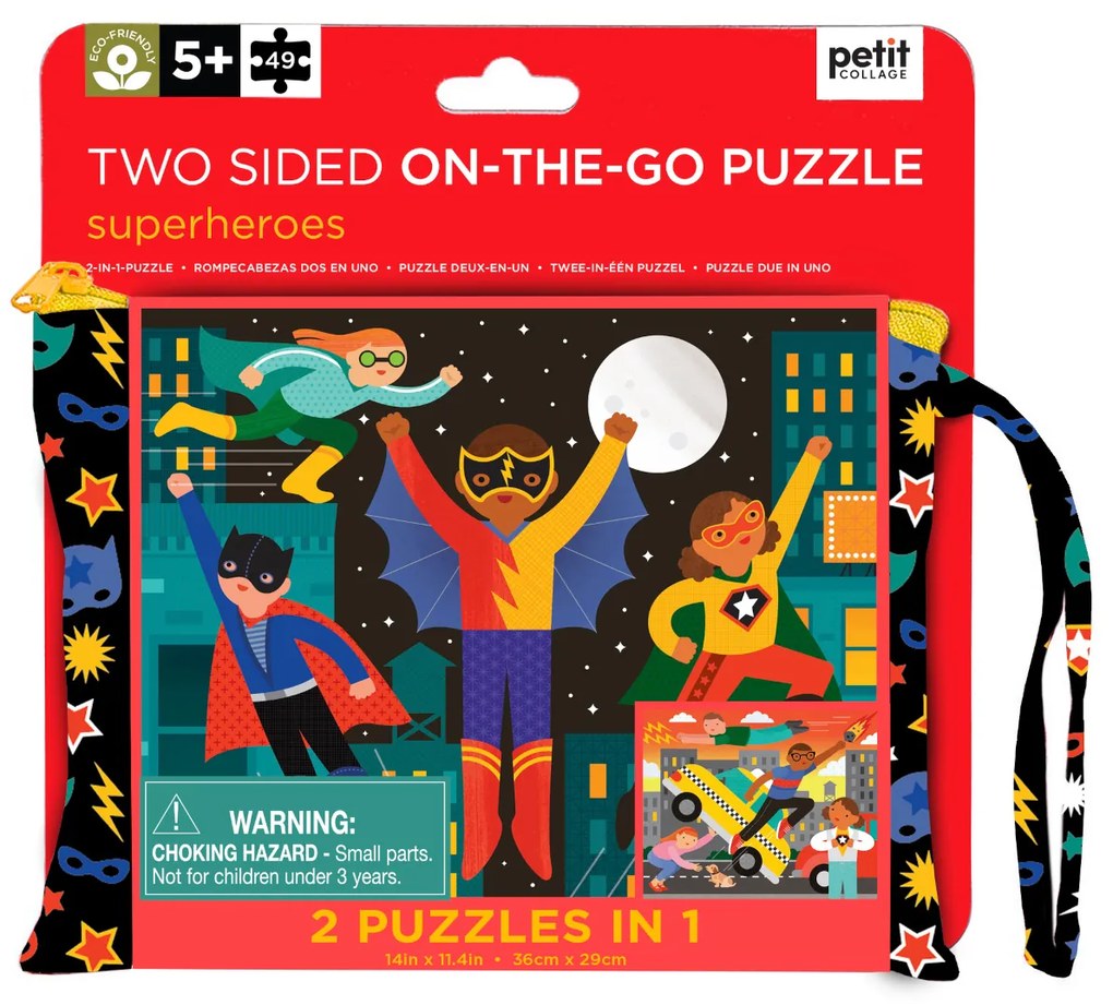 Petit Collage Oboustranné puzzle Superhrdinové