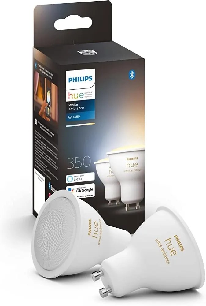 Led žárovka philips hue white ambiance 4.3w gu10 set 2ks