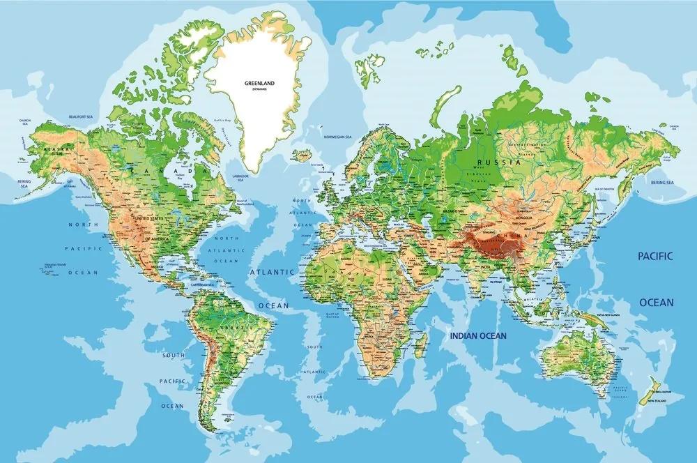 Tapeta klasická mapa světa - 375x250 cm