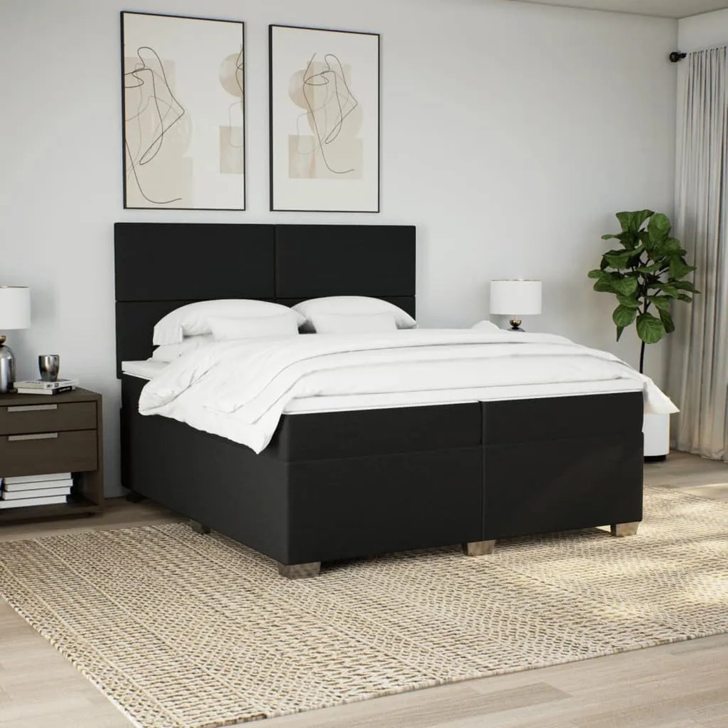 Box spring postel s matrací černá 200x200 cm textil 3290590