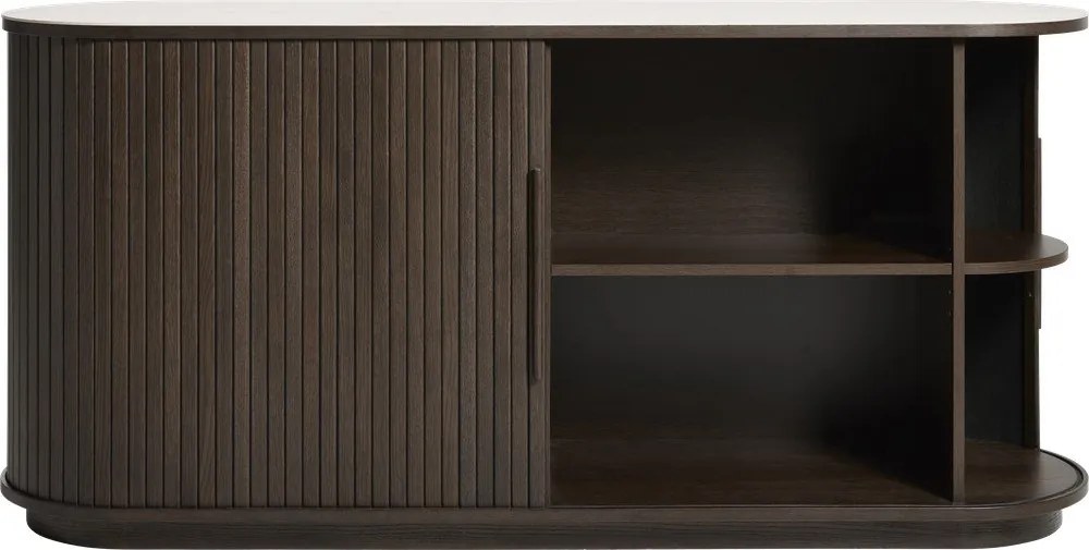Komoda s keramickou deskou s posuvnými dveřmi v tmavě přírodní barvě 165x76x45 cm Enna – Unique Furniture