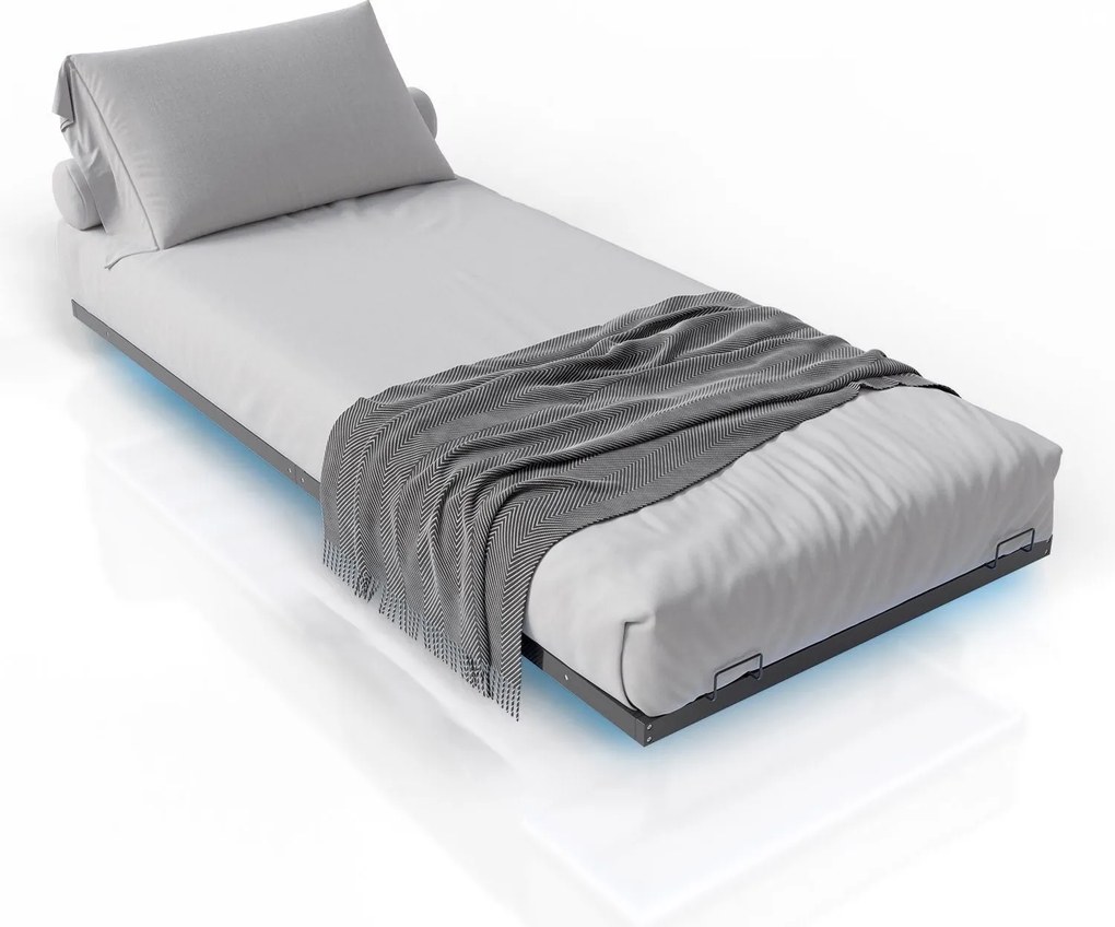 Juskys Kovová postel Palamos s LED osvětlením Velikost: 140 × 200 cm
