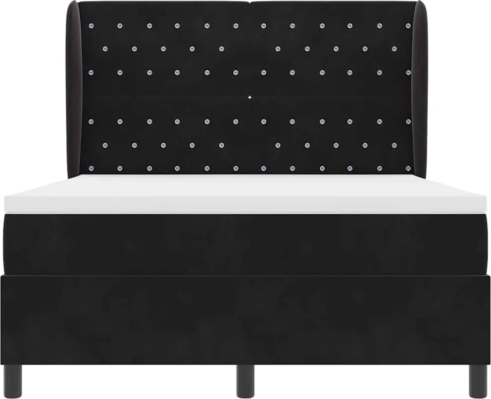 Postel s boxspringem s matrací s čelo Černý 200 x 140 cm samet 3340876