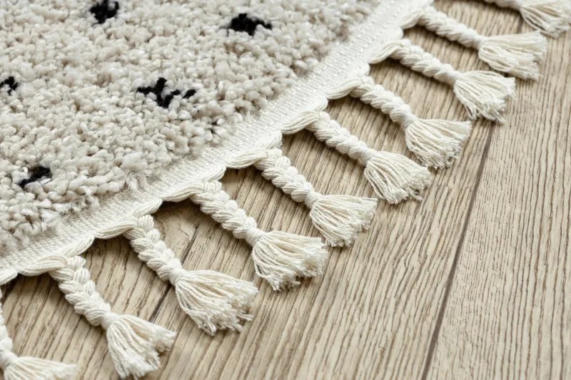 Dywany Łuszczów, Kusový koberec Berber Syla B752 dots cream kruh, 120x120 (průměr) kruh, bílá, chodba / předsíň