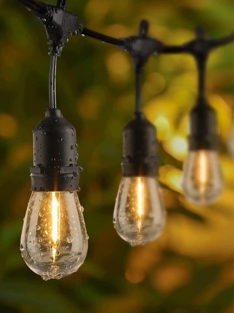 Zahradní světelná girlanda 20 LED teplá bílá E27 20m