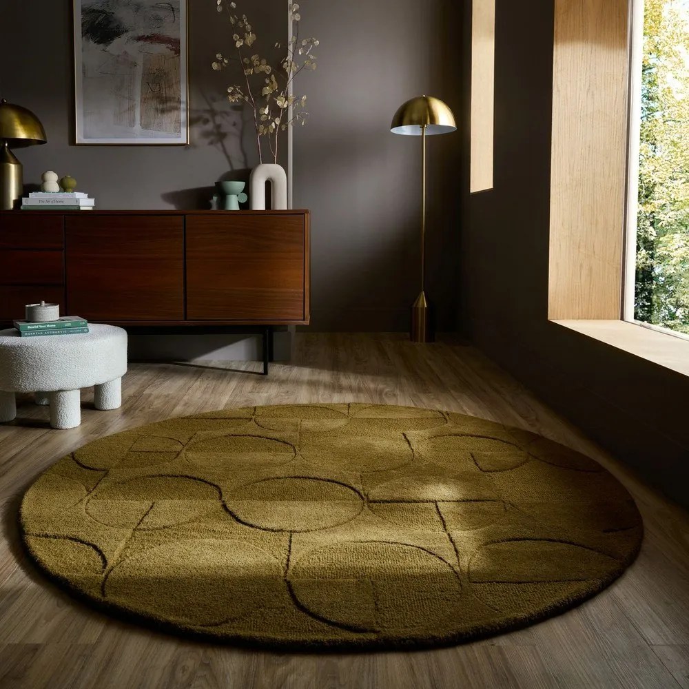 Tmavě zelený ručně tkaný vlněný kulatý koberec ø 160 cm Gigi – Flair Rugs