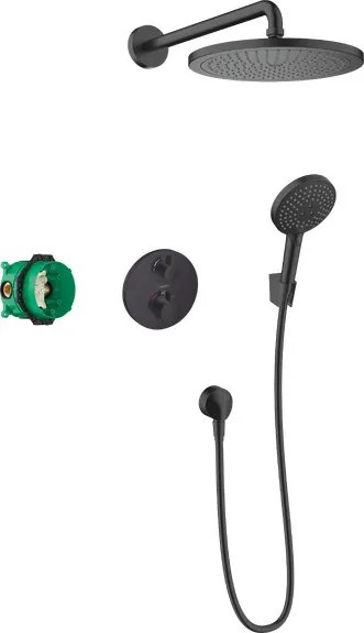 Hansgrohe Croma, sprchový systém 280 1jet s termostatem Ecostat S, matná černá, HAN-27961670