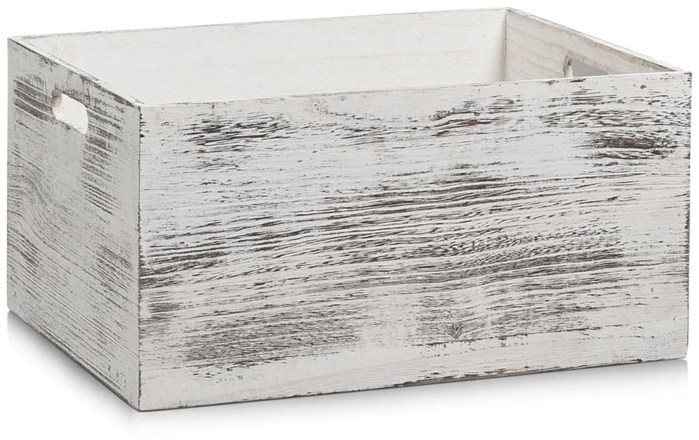 Kontejner pro ukládání  RUSTIC WHITE, dřevěný - barva bílá, 40x30x20 cm, ZELLER