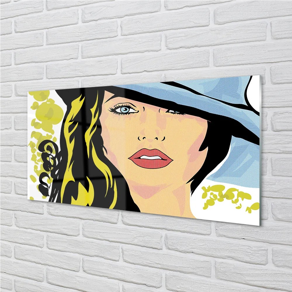 akrylový obraz Žena klobouk 100x50 cm