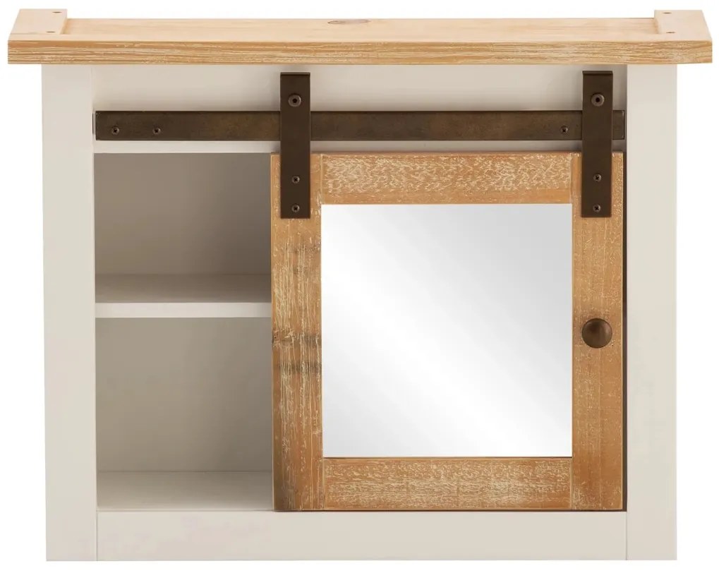furniture-nabytek.cz - Masivní skříňka se zrcadlem Caprino, borovice / MDF, lakovaná, bílá / hnědá